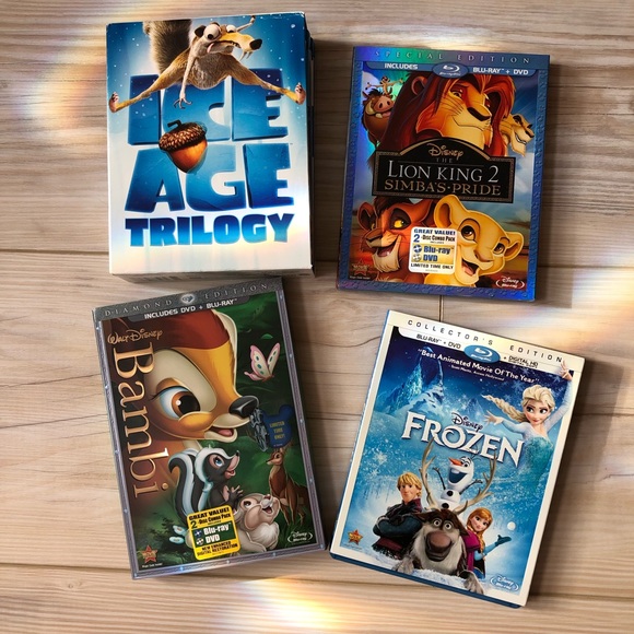 Disney | Other | Set Of 6 Animated Movies Dvd Blu Ray Bundle | Poshmark